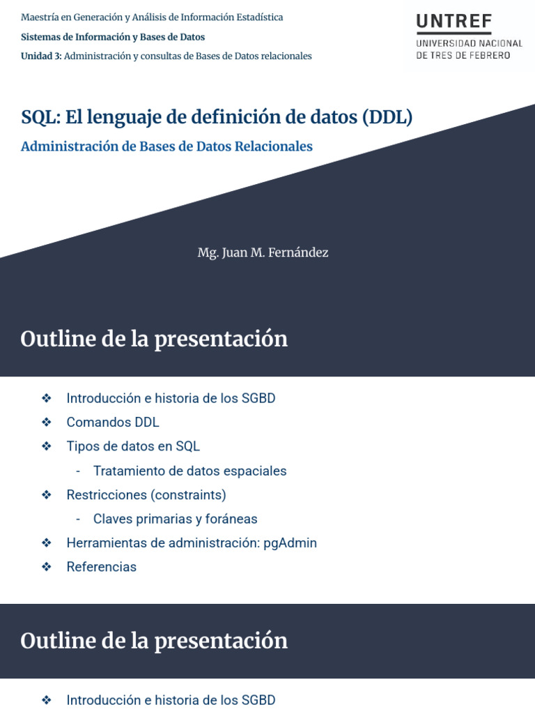 (U301) SQL - Lenguaje de Definición de Datos (DDL) | PDF | SQL | Bases ...