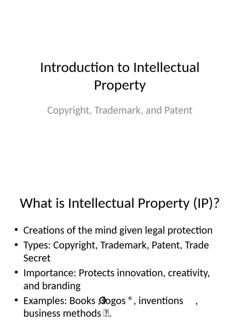 Introduction To Intellectual Property | PDF | Intellectual Property ...