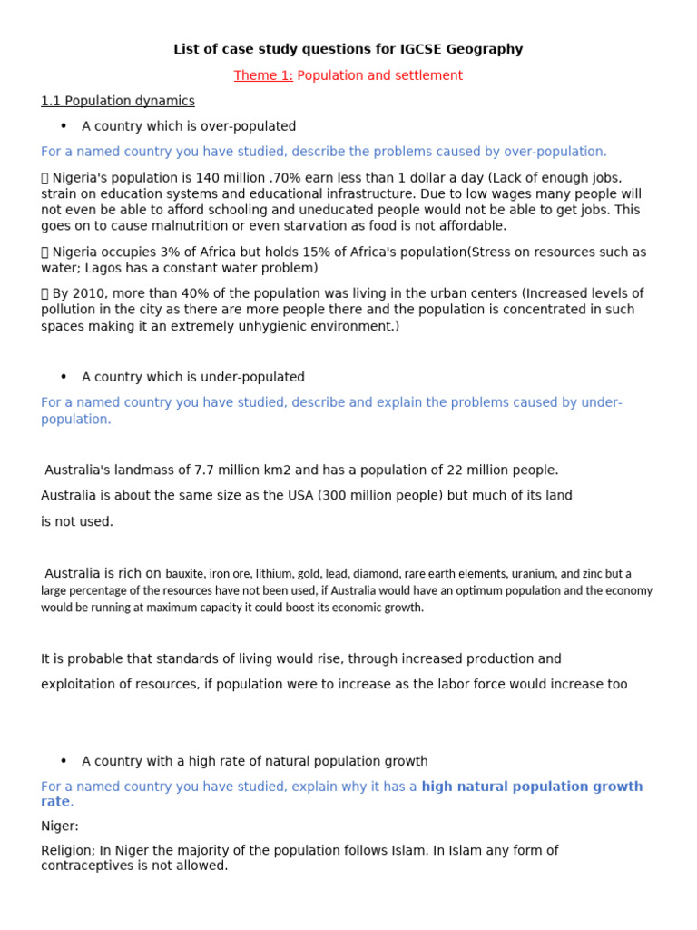 IGCSE Geography Case Study Questions | PDF | Tropics | Rainforest