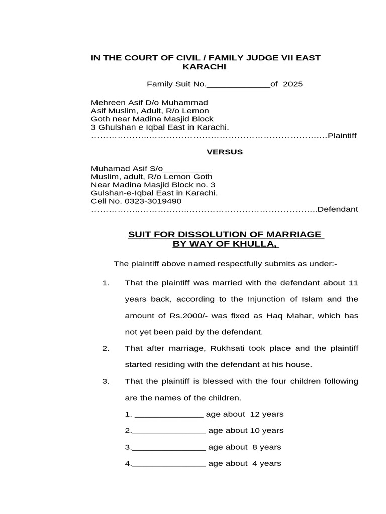 Disolution of Marriage Mehreen Vs Asif | PDF | Affidavit
