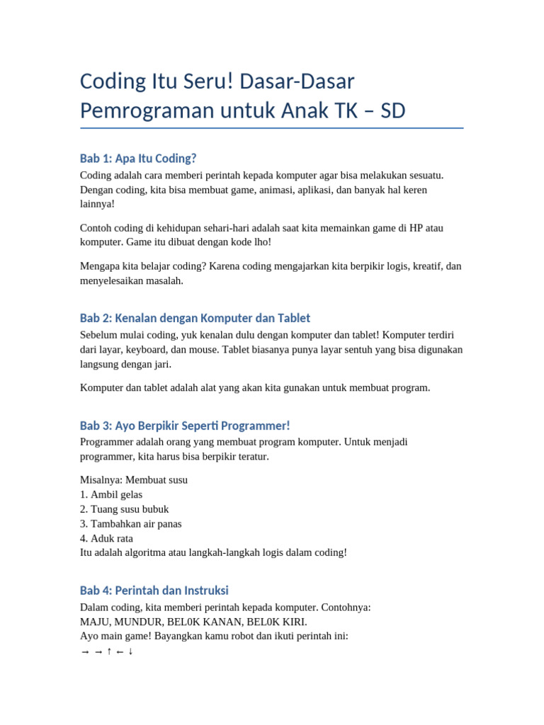 Coding Dasar Anak TK SD Part2 | PDF