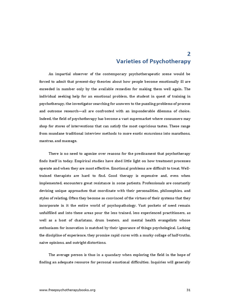 Wolberg-Varieties of Psychotherapy | PDF | Psychotherapy | Psychology