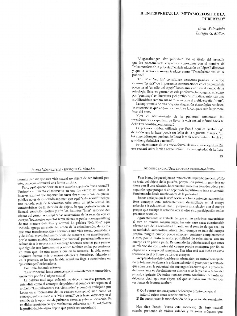 Metamorfosis de la Pubertad en Psicoanálisis | PDF | Jacques Lacan | Libido