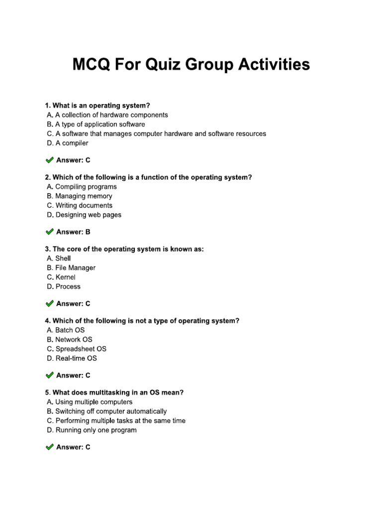Quiz Activity | PDF