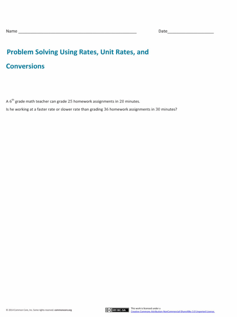 6.RP .A.3.d 6th Grade Measurement Units Worksheets PDF Set 2 | PDF