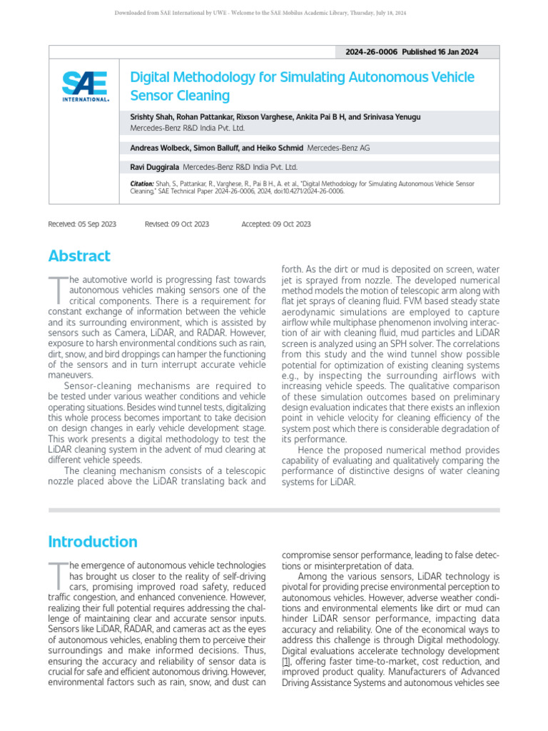 Digital Method for LiDAR Sensor Cleaning | PDF | Lidar | Simulation
