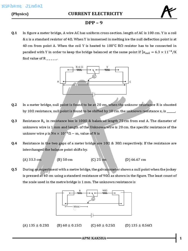 DPP - 09 - Current Electricity NJ - 247 | PDF | Electrical Engineering | Electricity
