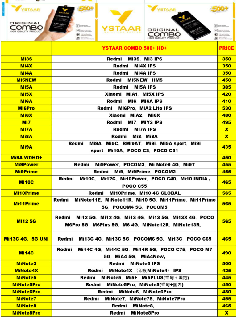 Crown Combo Ystaar Combo Price List | PDF