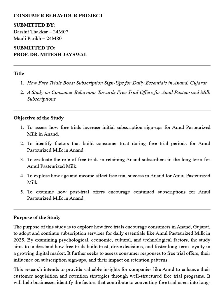 Consumer Behaviour Project | PDF | Survey Methodology | Consumer Behaviour