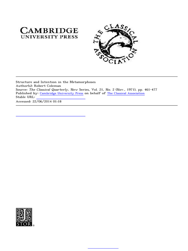 Structure of Metamorphoses of Ovid | PDF | Ovid | Orpheus