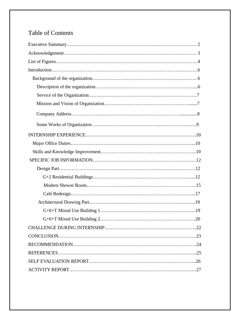 Intern Table of Content | PDF