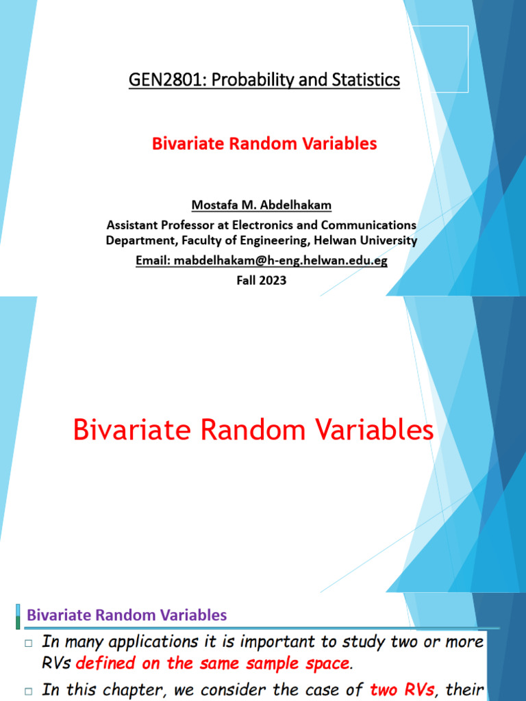 Bivariate Random Variables Overview | PDF