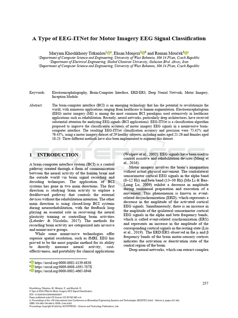A Type of EEG - (4) ITNet For Motor Imagery EEG Signal Classification ...