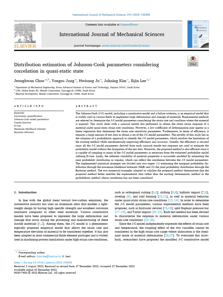 1distribution Estimation of Johnson-Cook Parameters Considering ...