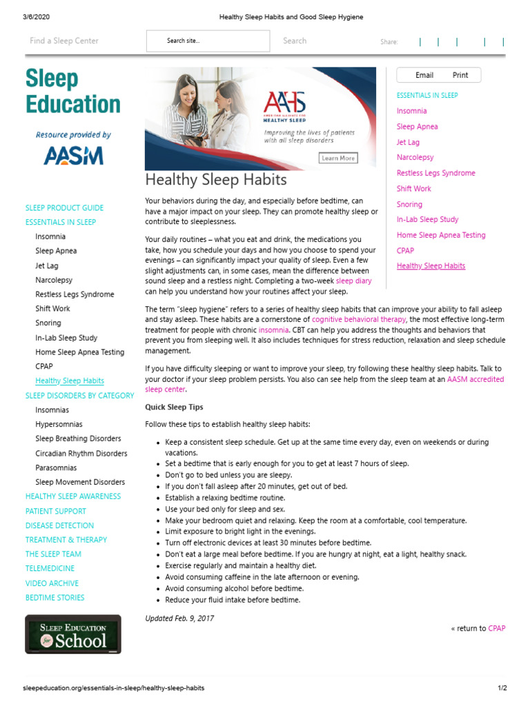 Healthy Sleep Habits Guide | PDF | Sleep | Insomnia