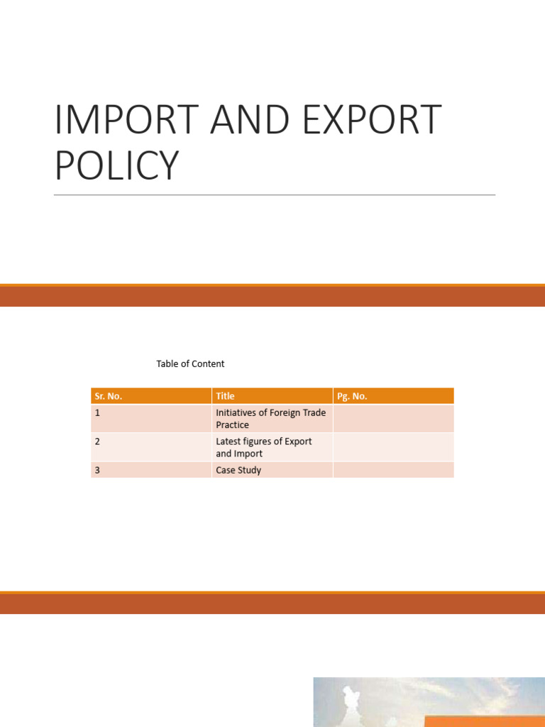 Import and Export Policy | PDF