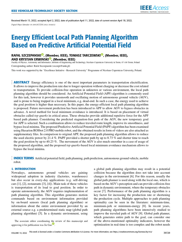 Energy Efficient Local Path Planning Algorithm Based On Predictive ...