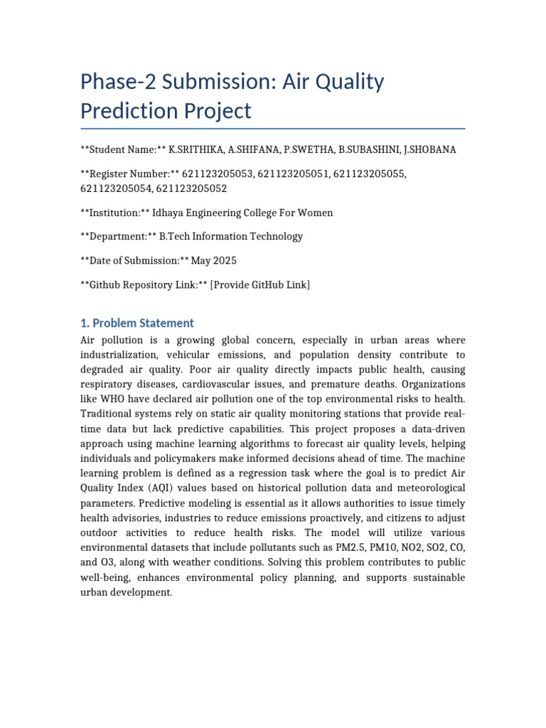 Phase-2 Air Quality Project Final Full | PDF | Data Analysis | Applied ...