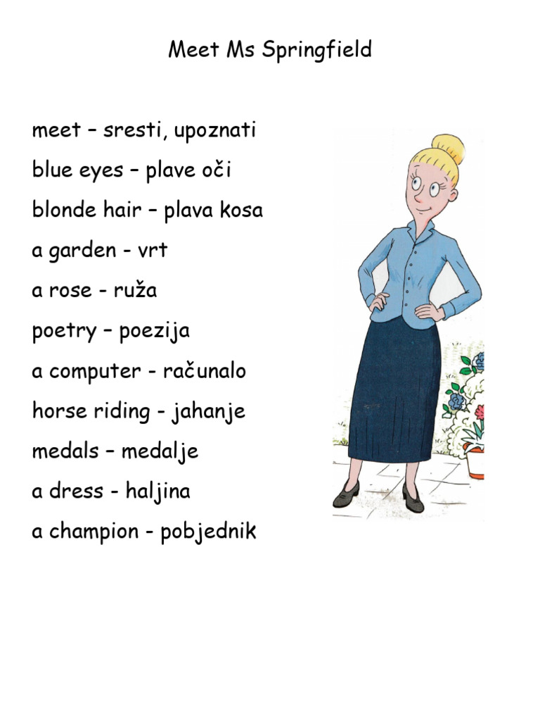 Meet Ms Springfield: Vocabulary Guide | PDF