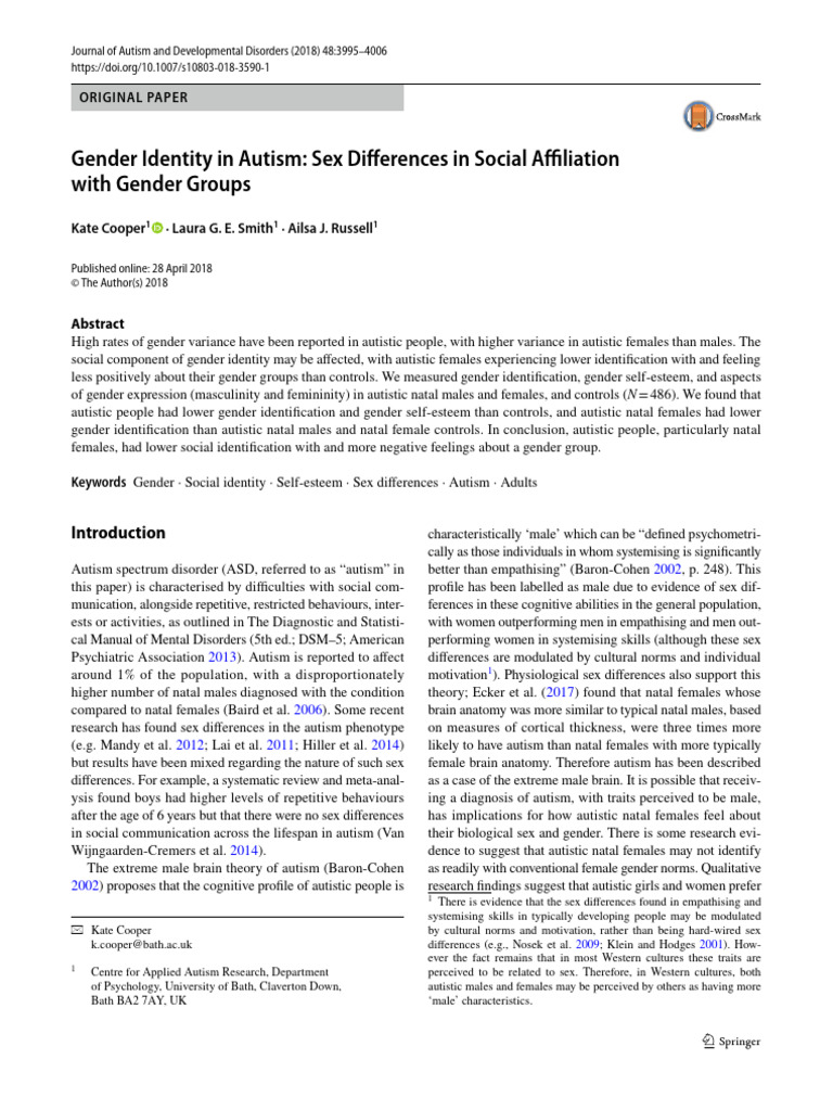 Cooper (2018) Gender Identity in Autism Sex Differences in Social ...