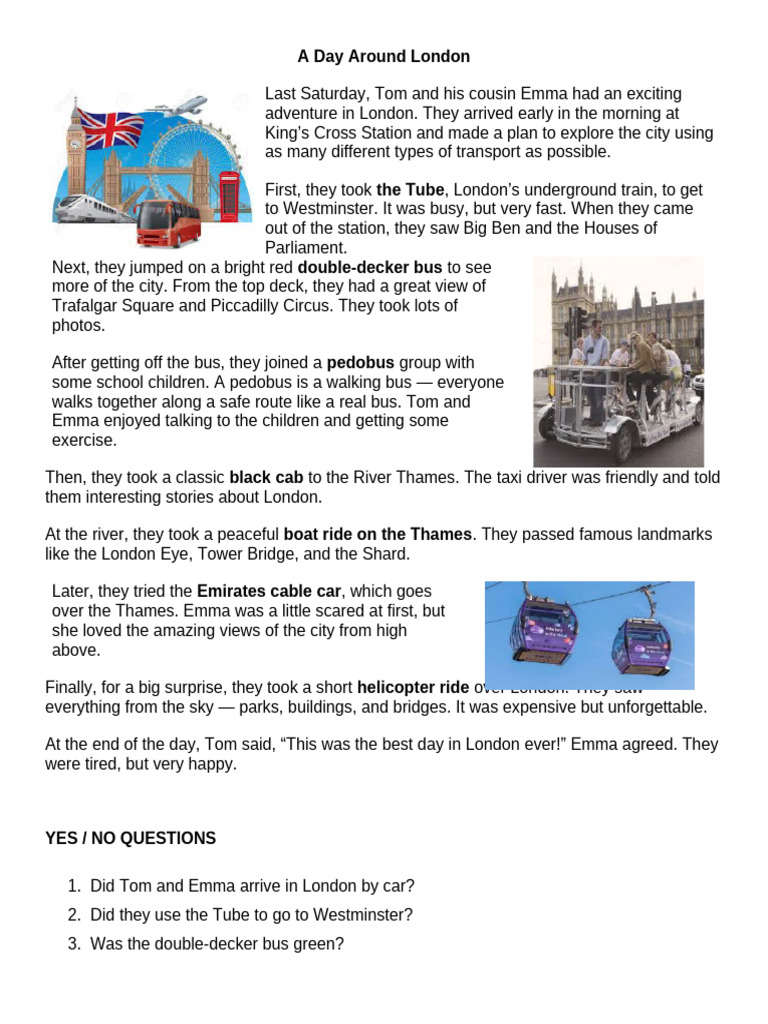 A Day Around London Reading Comprehension | PDF | London