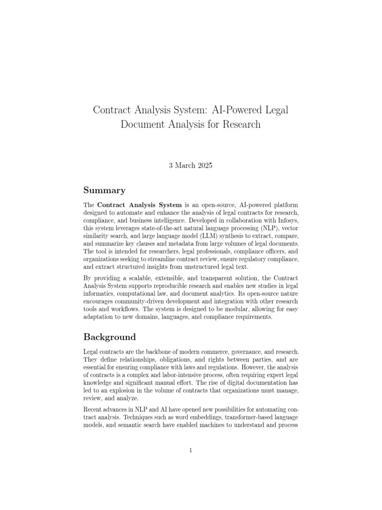 Contract Analysis System AI Powered Lega | PDF | Artificial ...