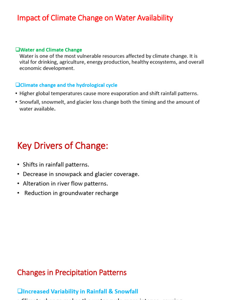 Climate Change's Impact on Water Availability | PDF | Groundwater ...