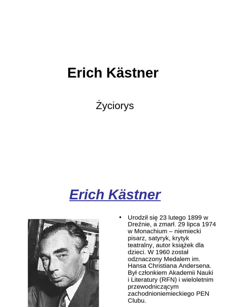 Prezentacja Na Niemiecki (Erich Kästner) | PDF