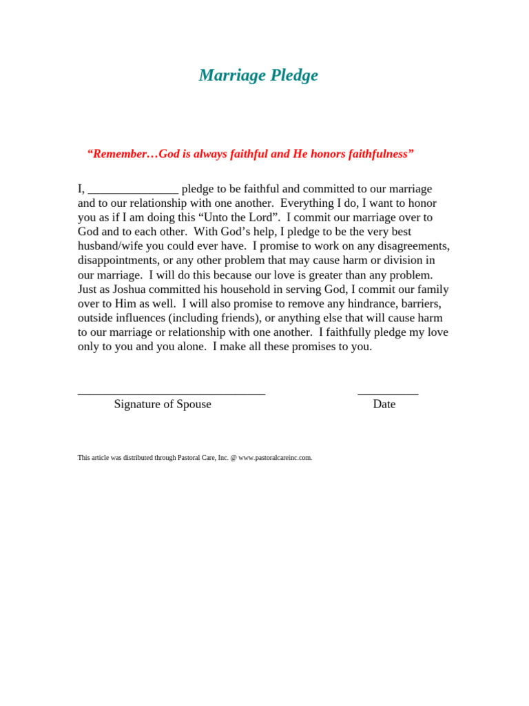 Marriage Pledge | PDF