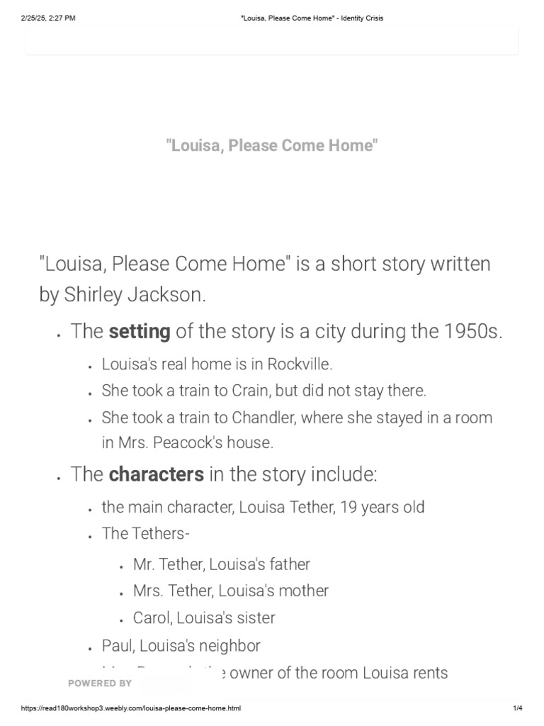 Louisa, Please Come Home - Identity Crisis | PDF