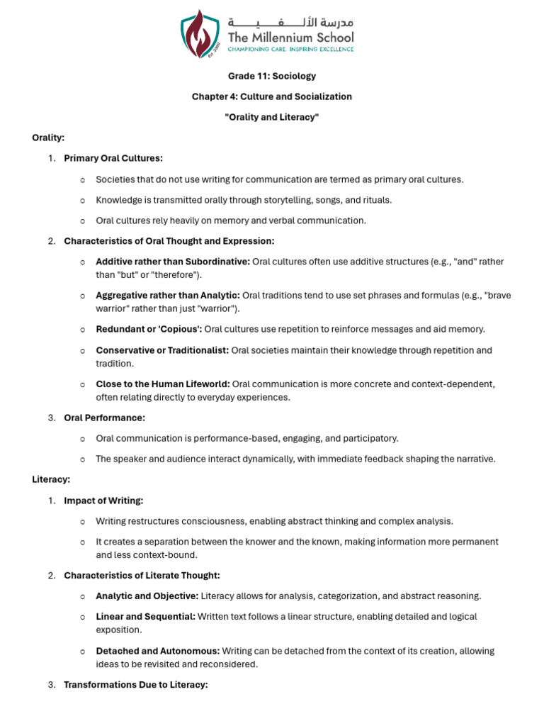 Orality and Literacy | PDF | Communication | Oral Tradition