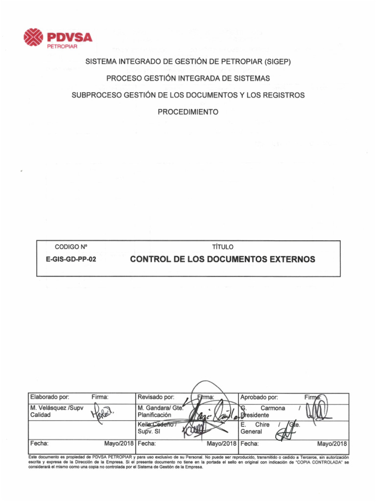 Control de Documentos Externos SIGEP | PDF