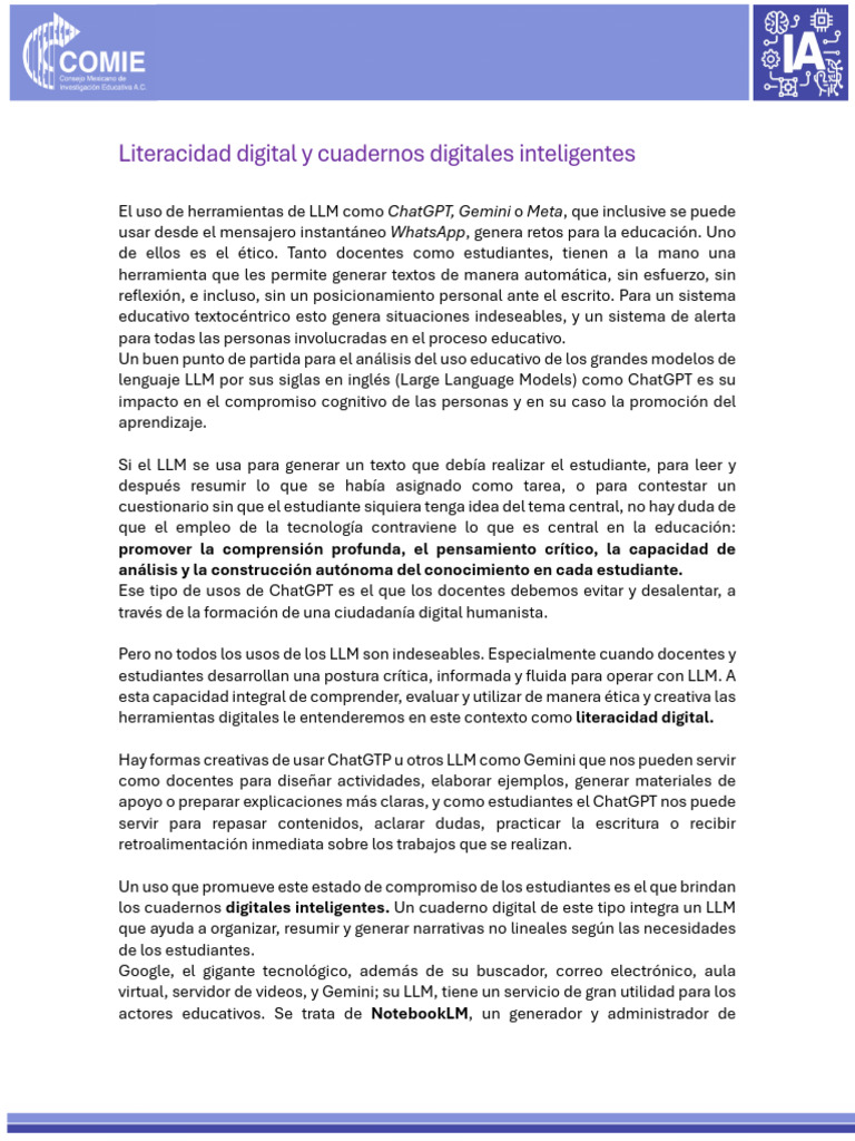 Literacidad Digital y LLM en Educación | PDF | Literatura | Enseñando