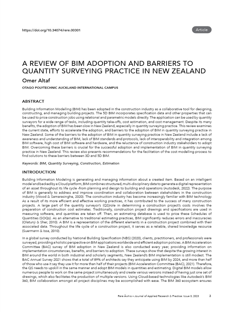 BIM Adoption Barriers in NZ Quantity Surveying | PDF | Building ...