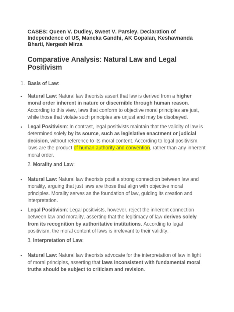 Legal Positivism v. Naturalism | PDF | Natural Law | Positivism
