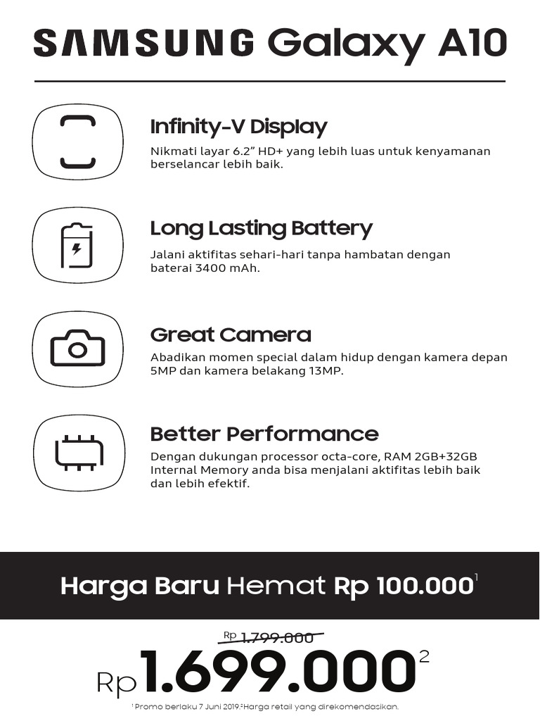 Spesifikasi dan Harga Galaxy A10 | PDF