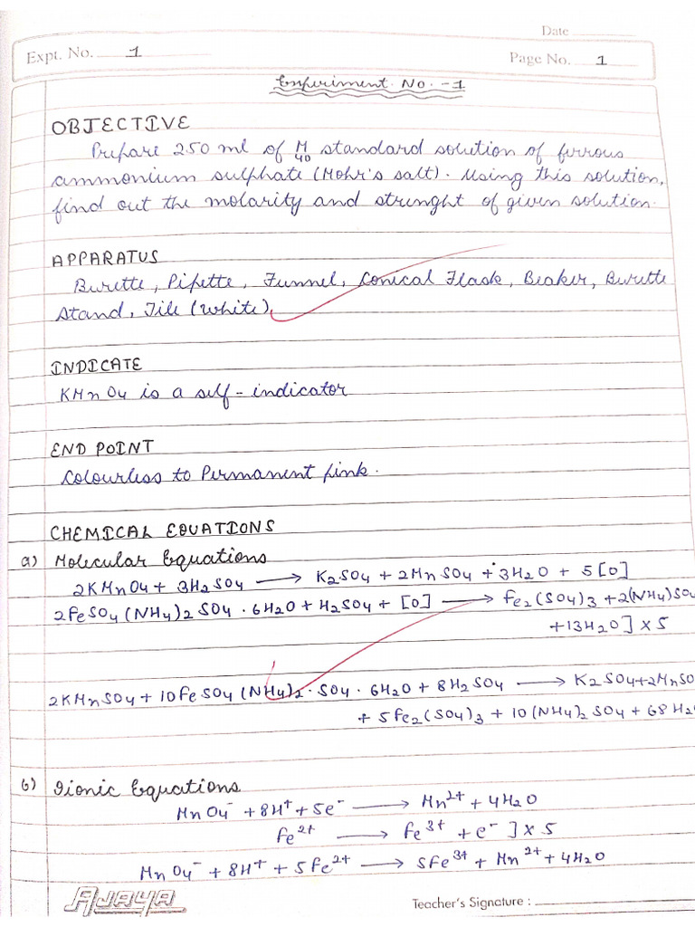 Tritation Experiments Class 12 | PDF
