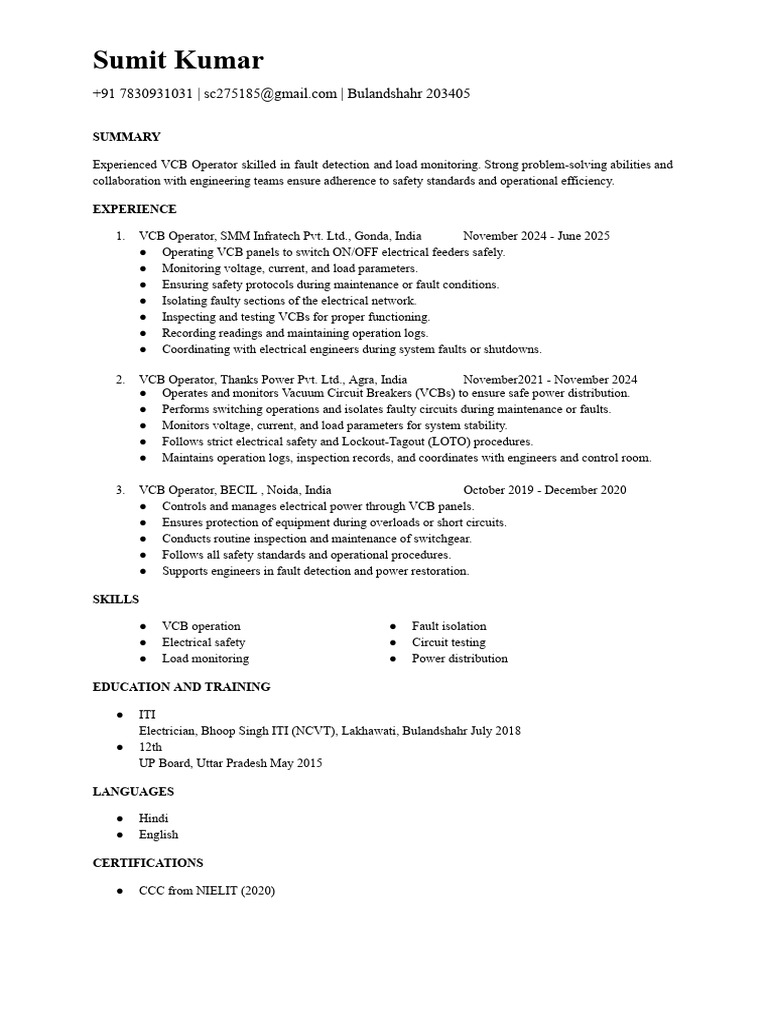 Sumit Kumar Resume | PDF