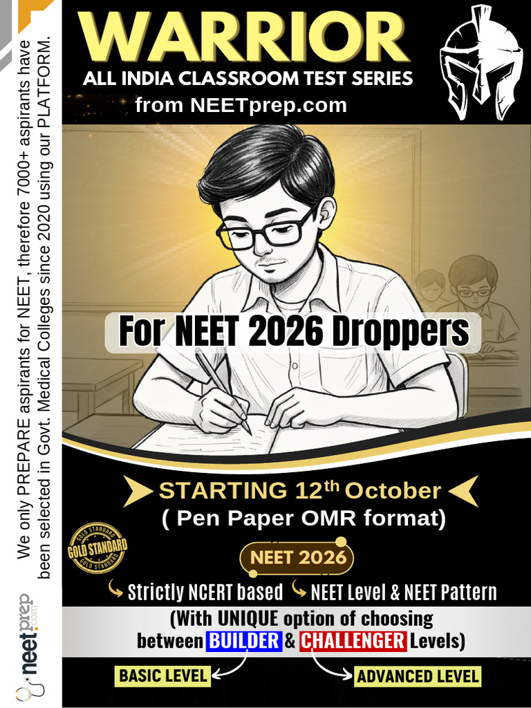 Warrior Test Series For Droppers 2026 Final | PDF | Chemistry | Gases