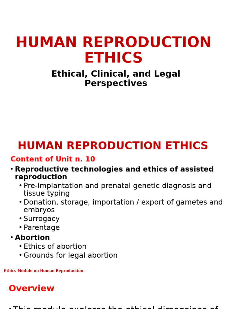 Ethical Perspectives on Human Reproduction | PDF