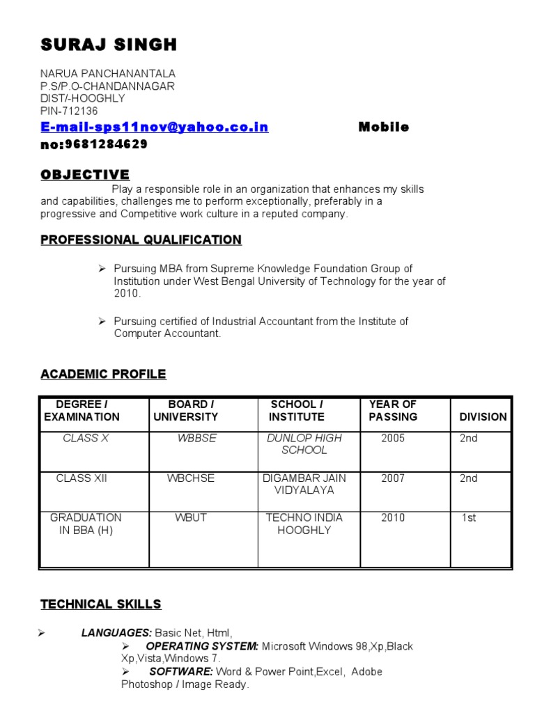 Suraj Singh's MBA Resume and Profile | PDF