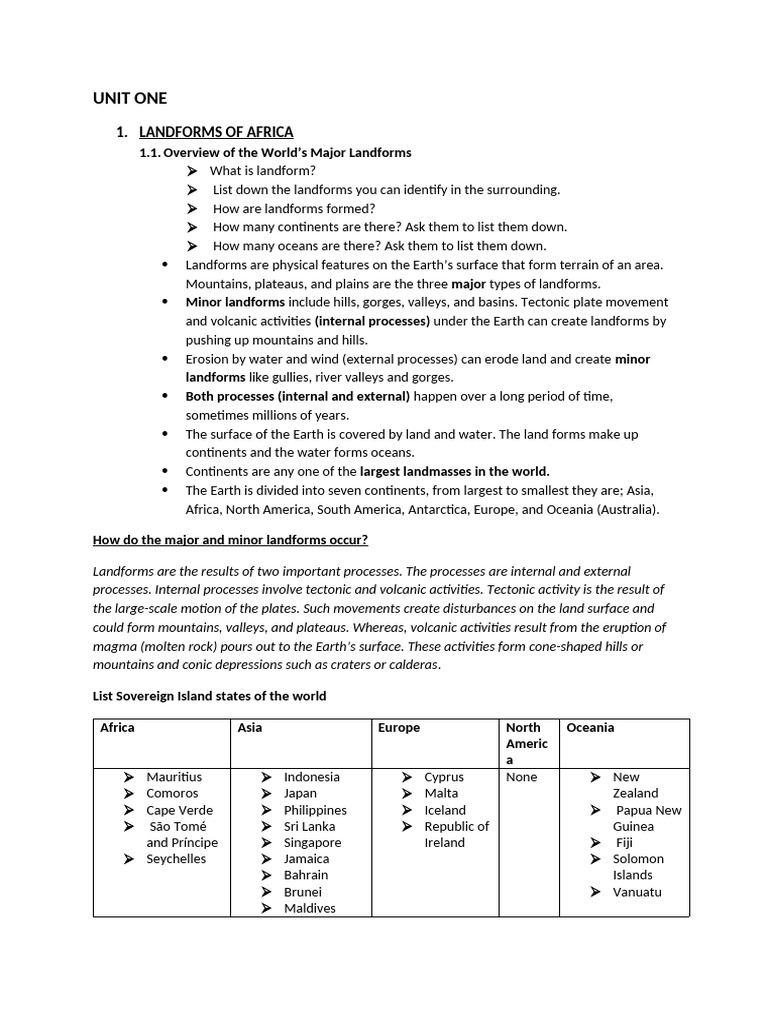 Grade 10 Geography Unit 2 Note | PDF | Volcano | Sahara