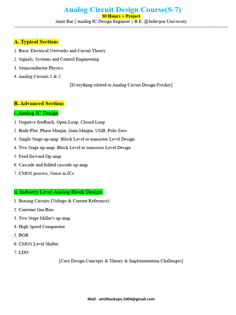 Analog Course S7 | PDF | Operational Amplifier | Amplifier