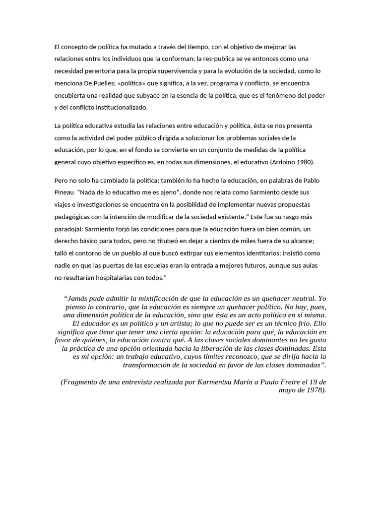 El Concepto de Política Ha Mutado A Través Del Tiempo | PDF | Educación ...