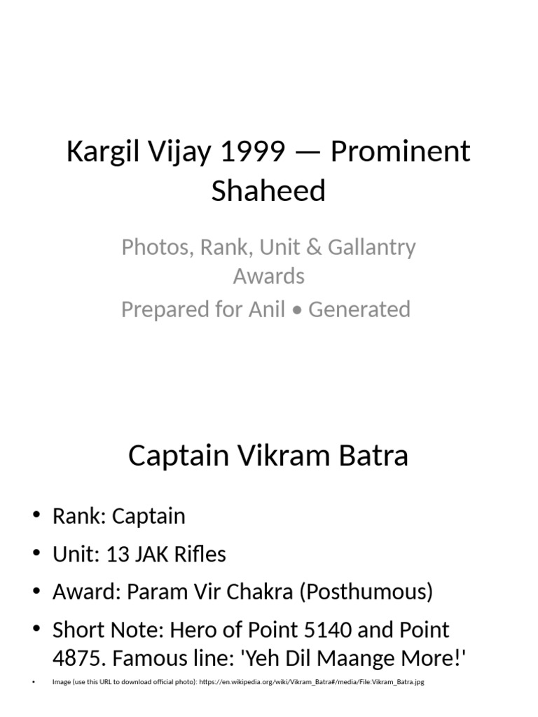 Kargil Shaheed Presentation | PDF