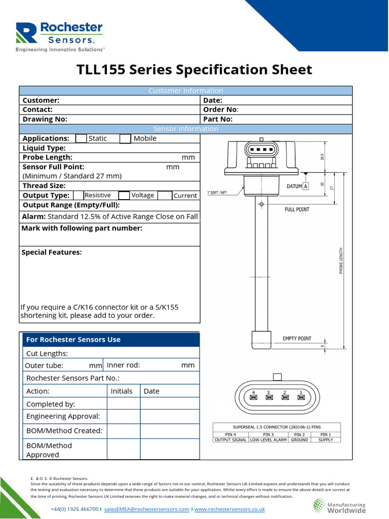 TLL155 Master Specification Sheet - 1 | PDF