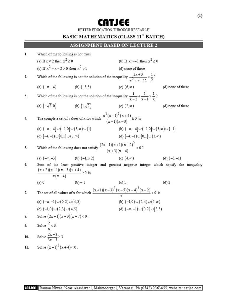 Basic Mathematics Assignment Based on Lecture 2 | PDF | Infinity ...