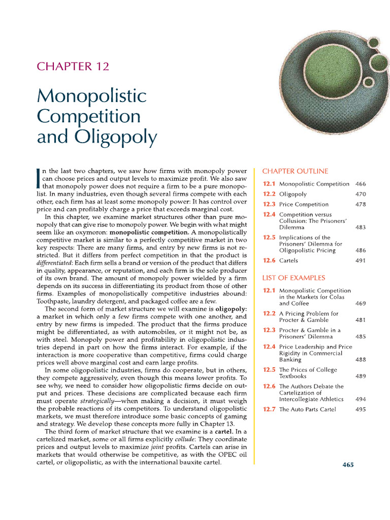 Chapter 12 Monopolistic Competition and Oligopoly by Robert Pindyck ...