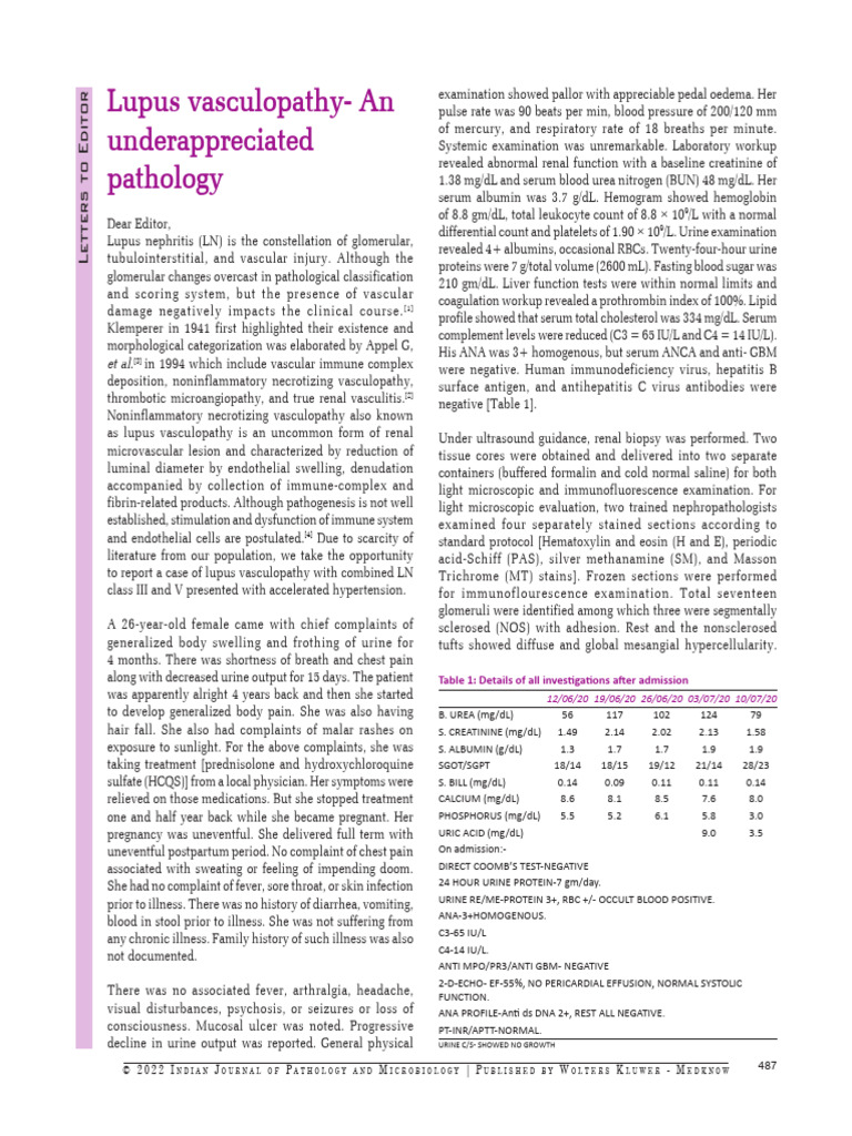 Lupus Vasculopathy: A Case Study | PDF | Medical Specialties | Clinical ...