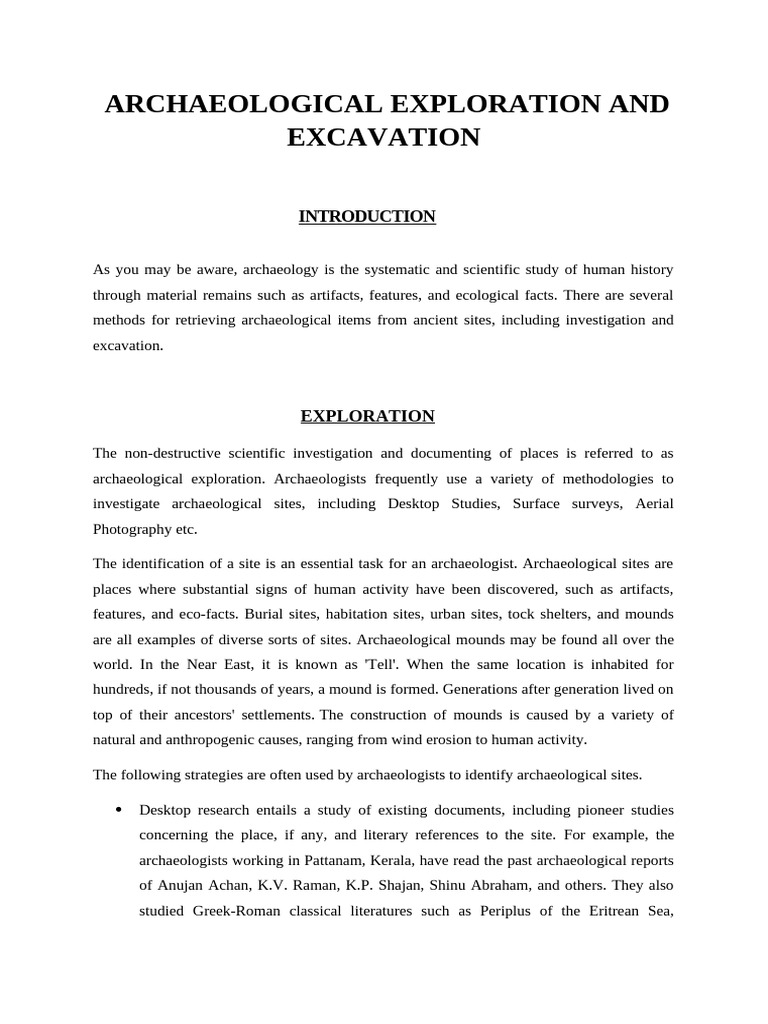 Archaeological Exploration and Excavation | PDF | Archaeology | Science